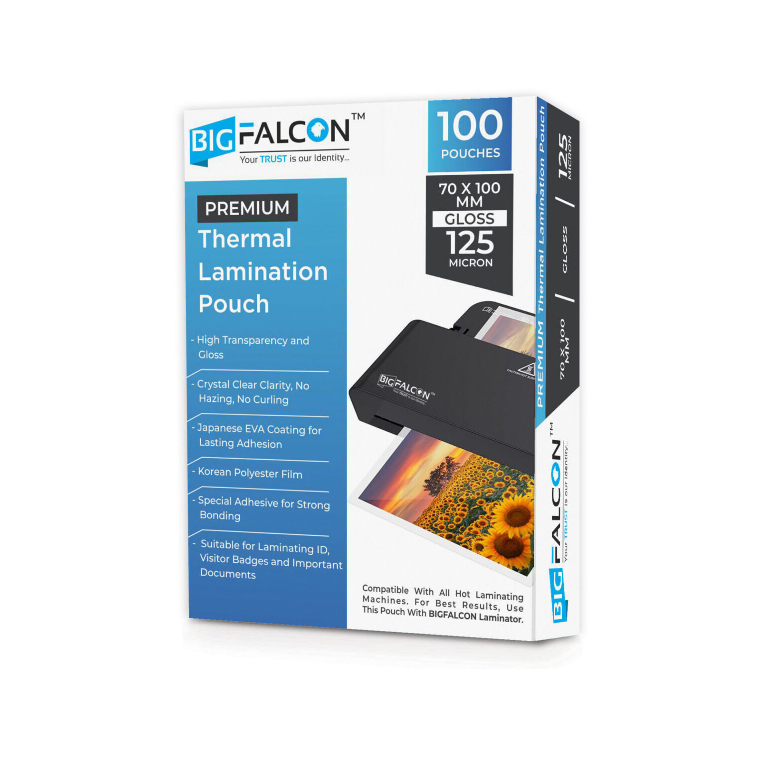 125 Micron ID Card Size Lamination Pouch 65 X 95mm | BIGFALCON